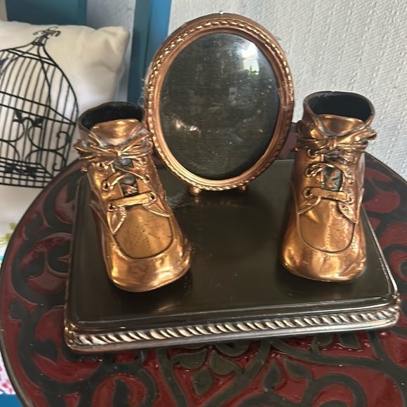 Vintage | Accents | Vintage Pair Of Copper Bronzed Baby Shoes With ...